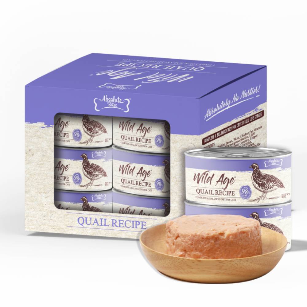 Absolute Bites Wild Age Cats Complete & Balanced Diet Quail Recipe (6