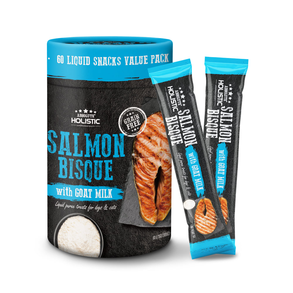 Absolute Holistic Cats & Dogs Liquid Puree Treats Salmon Bisque with G