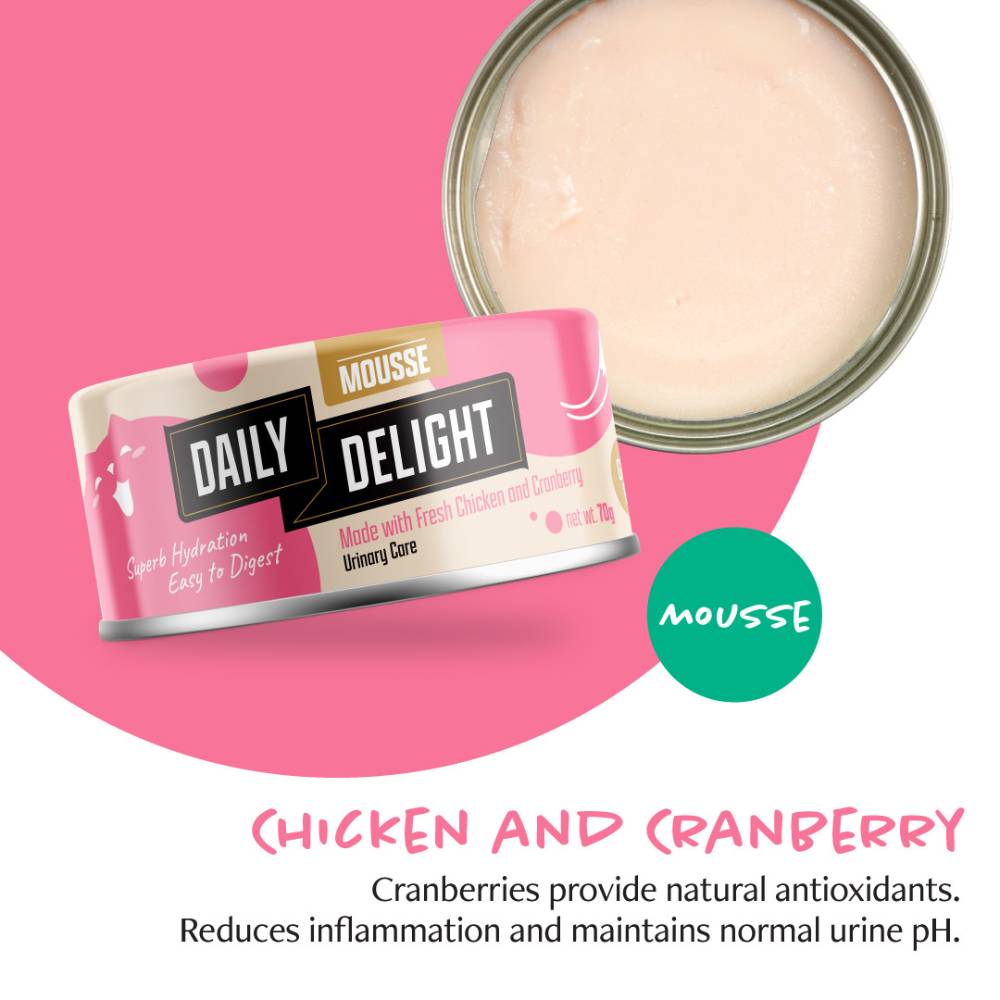 Daily Delight Mousse with Chicken & Cranberry Canned Cat Food 70g (DD6