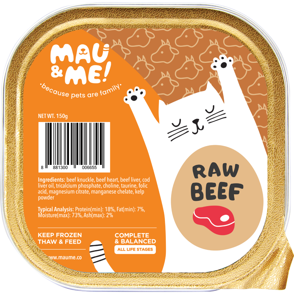 *FROZEN* Mau&Me! Cat Raw Beef Complete & Balanced 150g