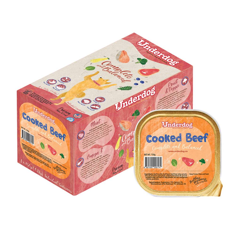 *FROZEN* Underdog Dog Cooked Beef Complete and Balanced 1.2kg (150g x