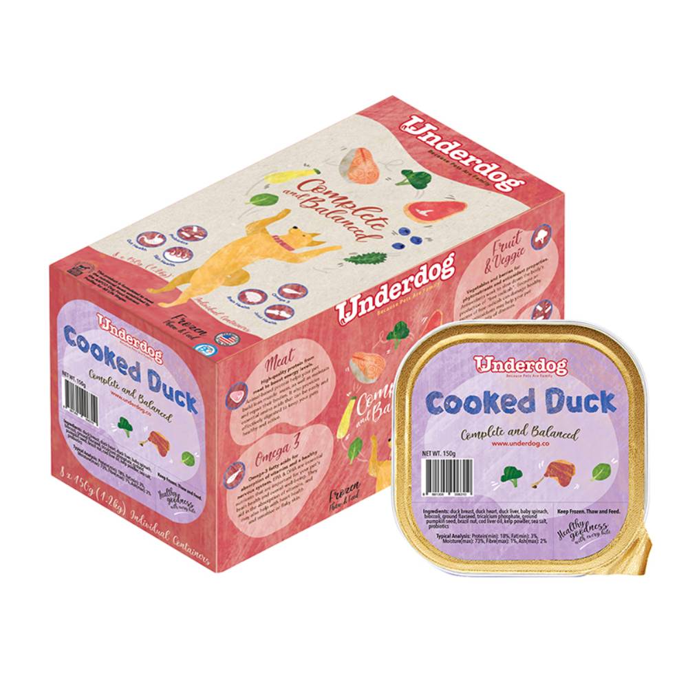 *FROZEN* Underdog Dog Cooked Duck Complete and Balanced 1.2kg (150g x