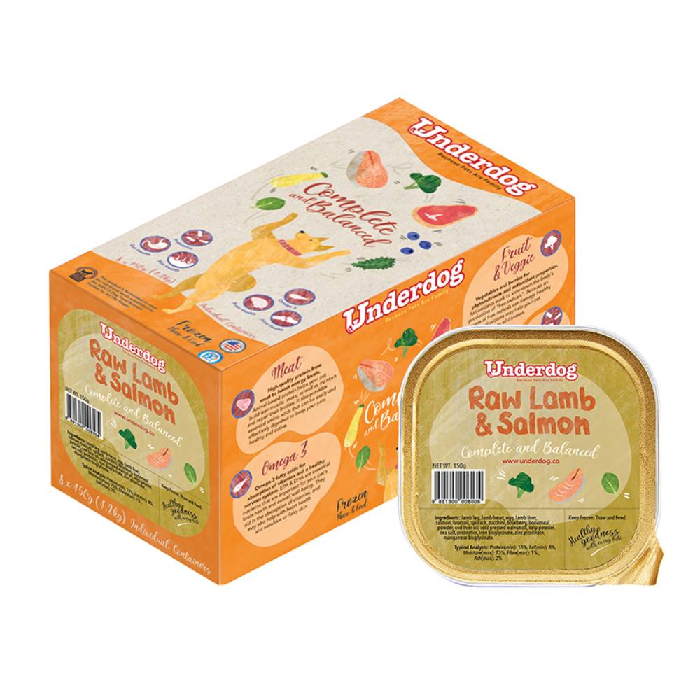 *FROZEN* Underdog Dog Raw Lamb & Salmon Complete and Balanced 1.2kg (1