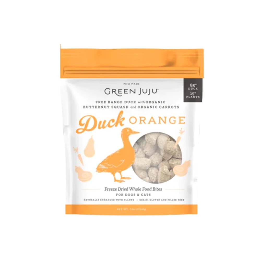 Green Juju Dogs & Cats Freeze Dried Whole Food Duck Orange Bites 7.5oz