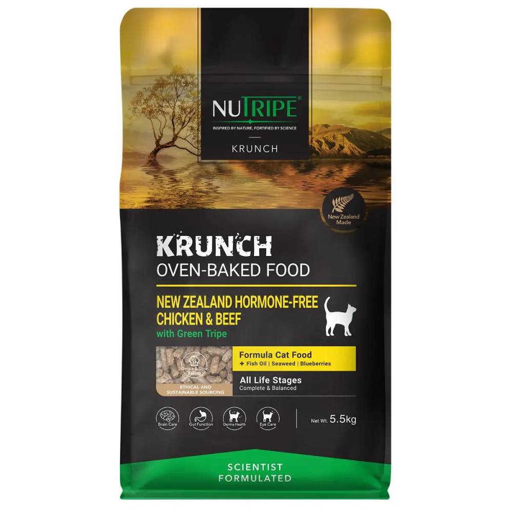 Nutripe Cat Krunch Oven-Baked NZ Hormone-Free Chicken & Beef with Gree