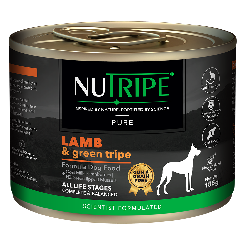 Nutripe Dog Gum & Grain Free Pure Lamb & Green Tripe 185g