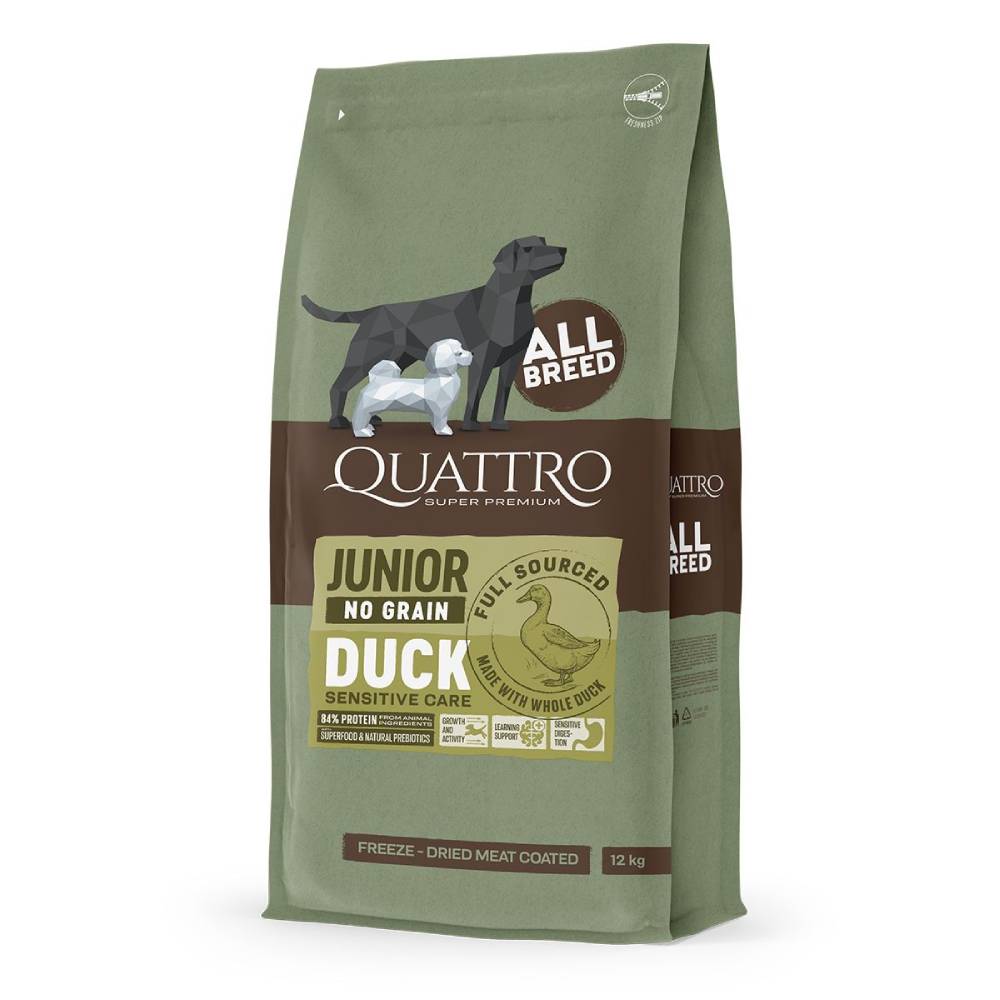 Quattro Dog Junior All Breed No Grain Duck 12kg