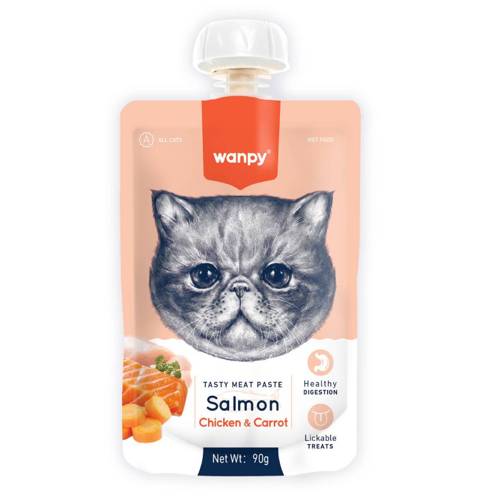 Wanpy Cat Tasty Meat Paste Salmon Chicken & Carrot Cat 90g