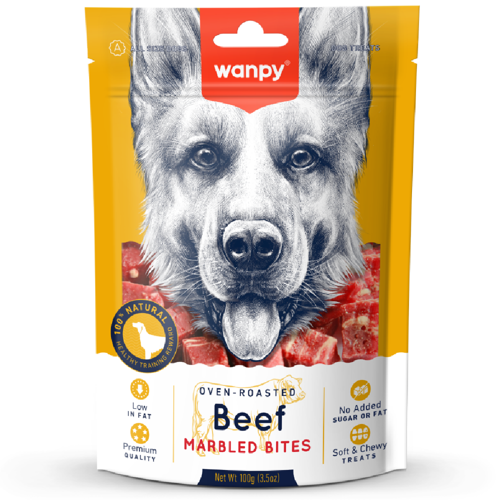 Wanpy Dog Oven-Roasted Beef Marbled Bites 100g