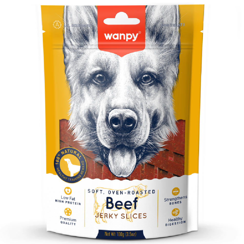 Wanpy Dog Soft Oven-Roasted Beef Jerky Slices 100g