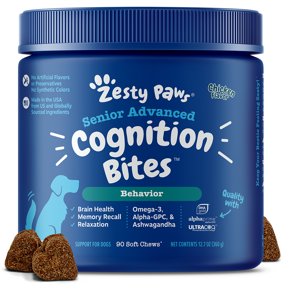 Zesty Paws Dog Senior Advanced Cognition Bites Behavior Chicken 90soft