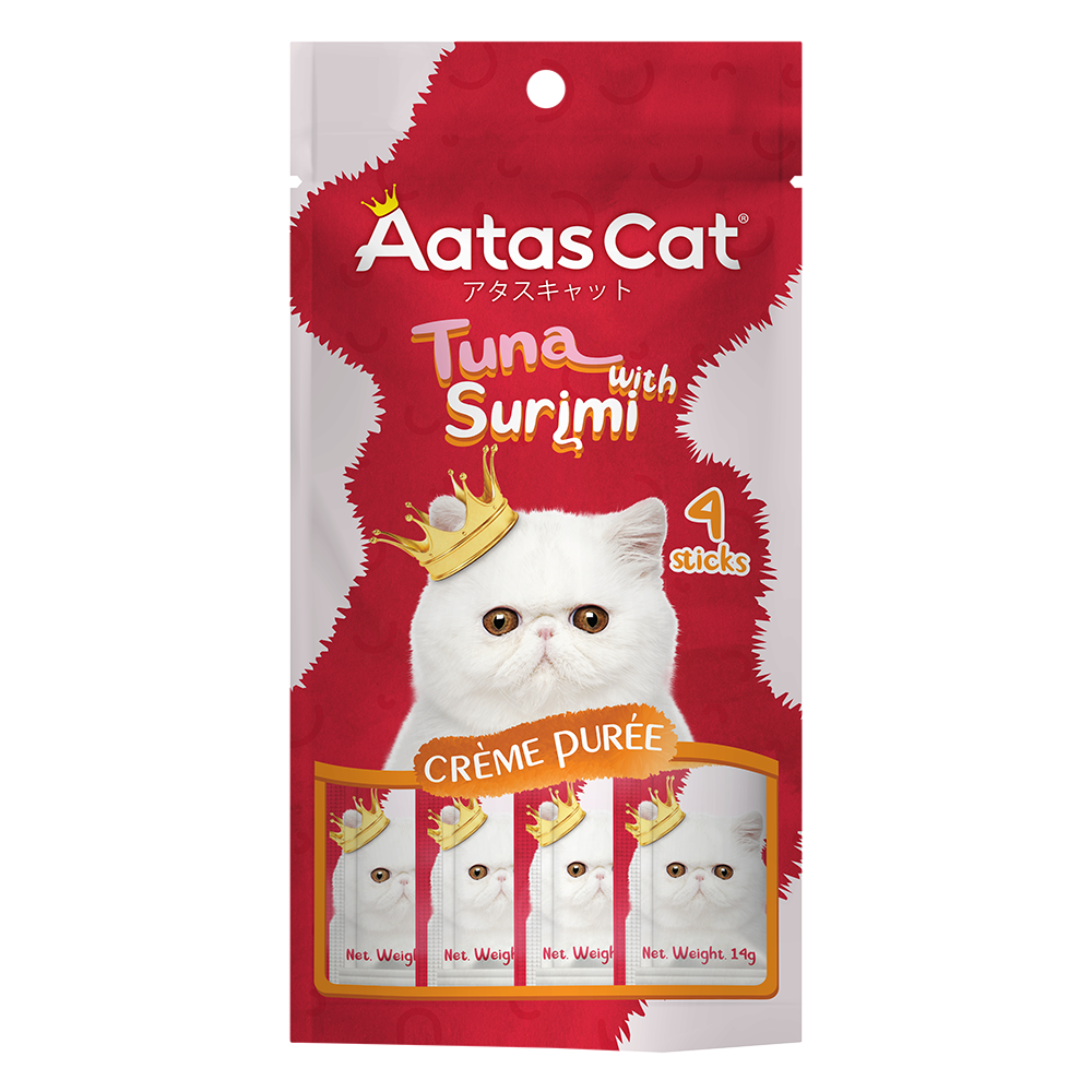 Aatas Cat Creme Puree Tuna with Surimi 14g x 4sachets