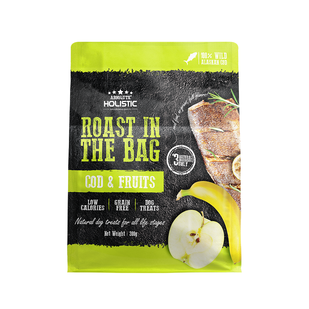 Absolute Holistic Dog Roast In The Bag Natural Treats Cod & Fruits 300