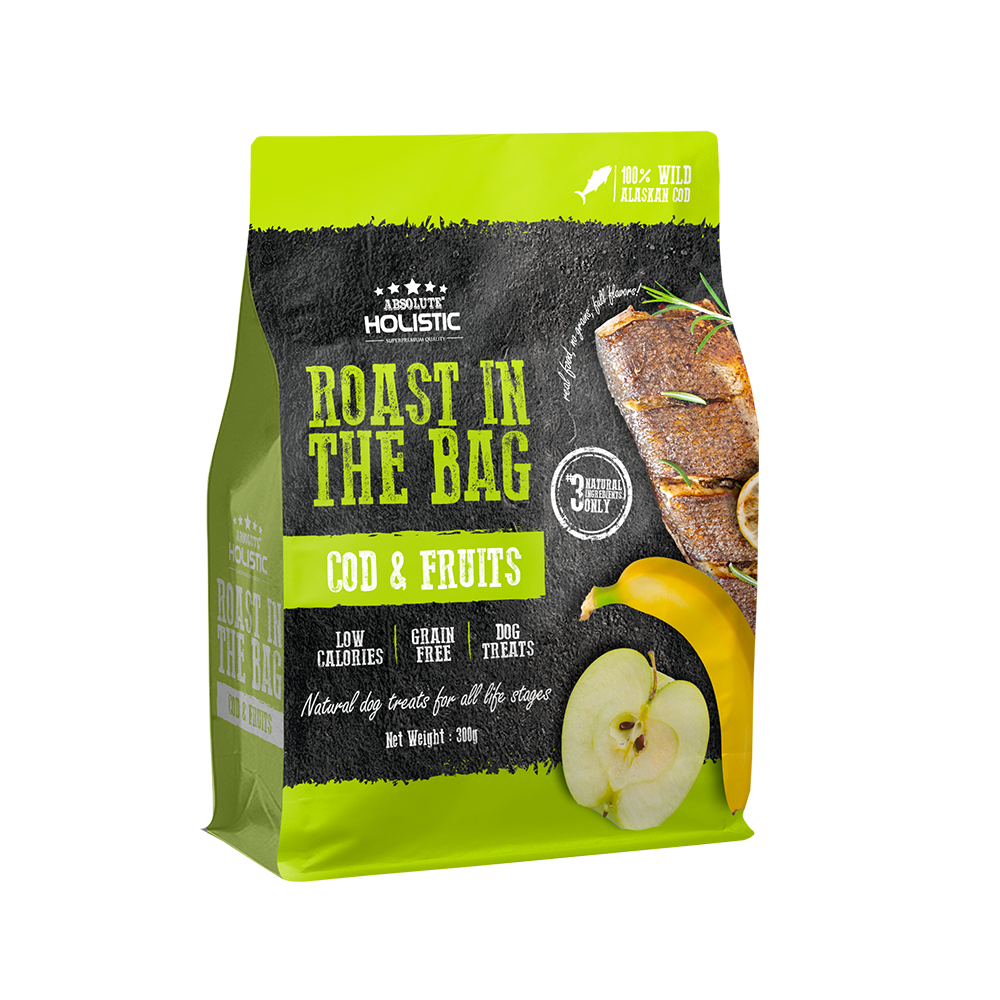 Absolute Holistic Dog Roast In The Bag Natural Treats Cod & Fruits 300