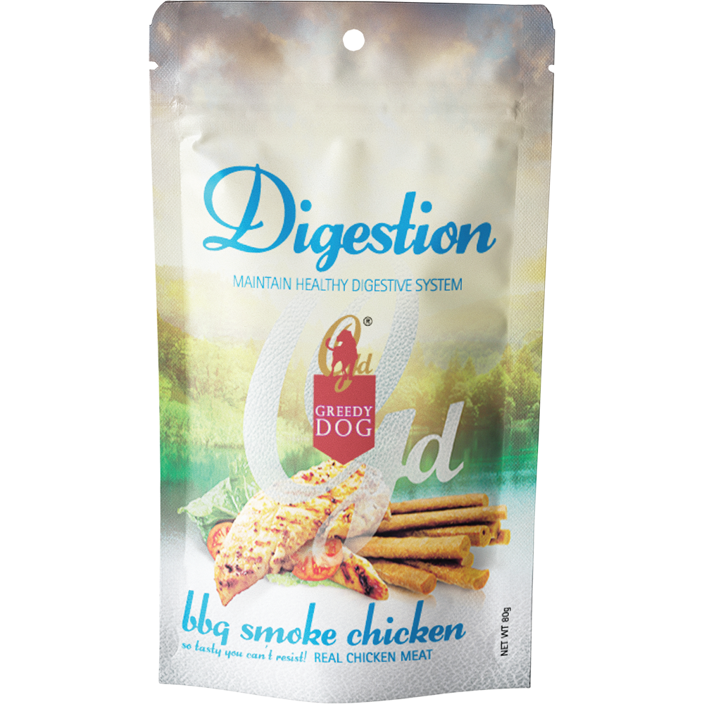 Greedy Dog Treats Digestion BBQ Smoke Chicken 80g (EXPIRY SEPT 2024)