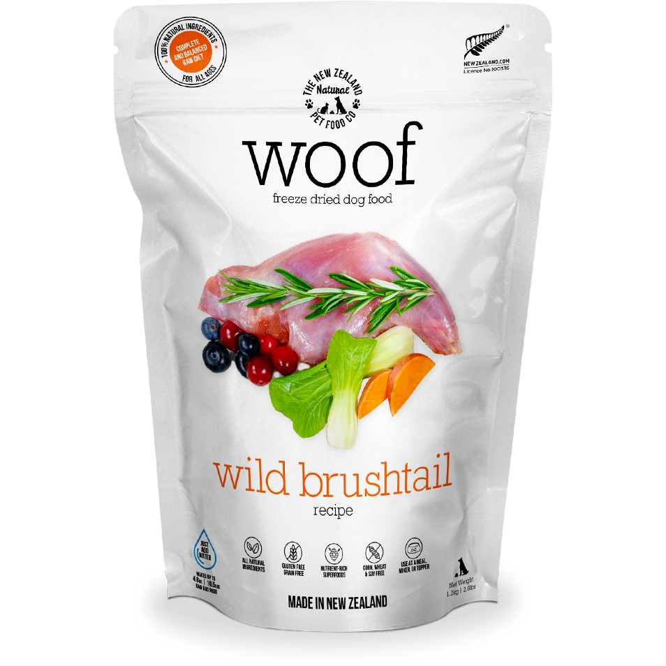 Woof Freeze-Dried Raw Wild Brushtail Dog Food 1kg